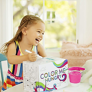 Munchkin® Color Me Hungry 7pc Toddler Feeding Supplies Set, Includes Plates, Bowl, Open Cup and Utensils in a Gift Box, Pink