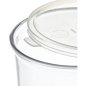 Carlisle FoodService Products Classic Round Storage Container Crock with Lid for Kitchen, Restaurants, Home, Plastic, 1.2 Quarts, Clear