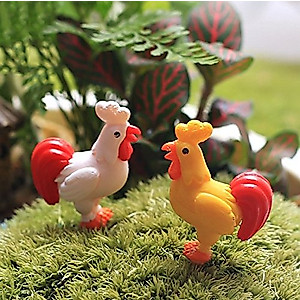DoTebpa 22Pcs Miniature Family Chicken,Cock,Hen,Egg,Chicken Nest Ornament Micro Landscape Fairy Garden Décor