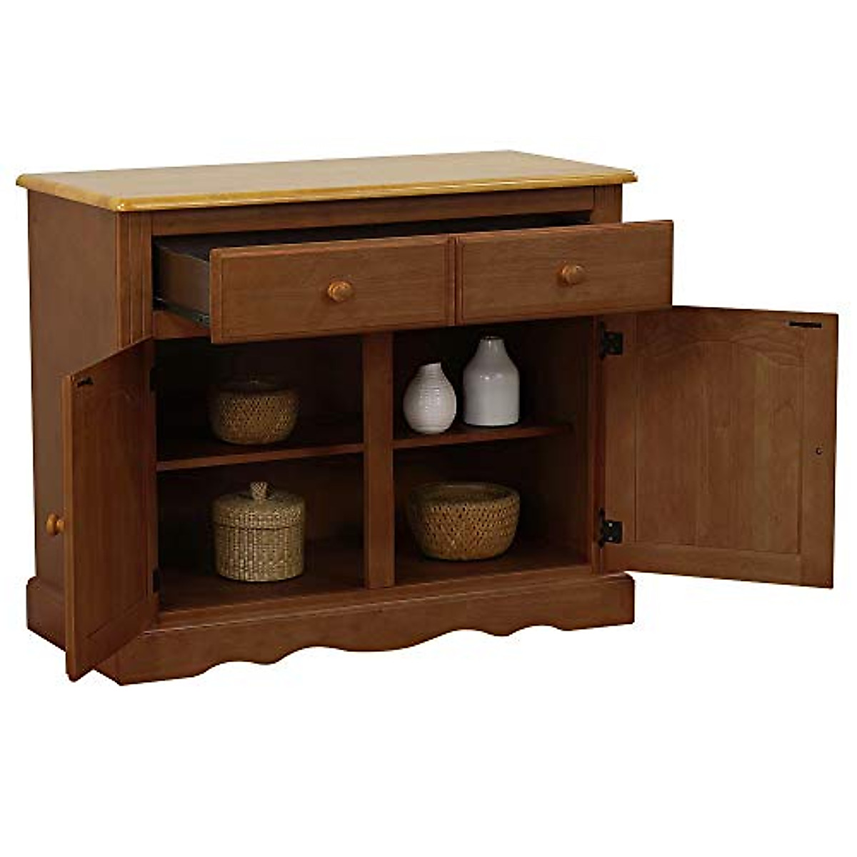 Sunset Trading Keepsake Buffet Hutch, Nutmeg Brown and Light Oak
