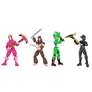 Fortnite Alchemist Squad Mode, 4 Figure Pack - 4 Inch King Flamingo, Prickly Patroller, Bigfoot, Elite Agent Collectible Action Figures, Plus 5 Harvesting Tools, 4 Weapons, 4 Building Materials