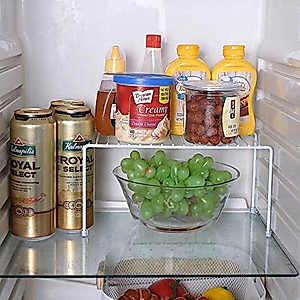 Mini Kitchen Shelves,Cabinet Storage Shelf Rack, Cabinet Organization ,Kitchen Bathroom Pantry Cupboard Desk Home Office, Fridge, Cabinet, Bathroom Cupboard, Non-Slip Plastic Feet (White Set of 3)