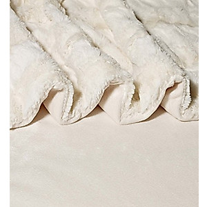 Swift Home® Embossed Faux Fur Throw Blanket & Bedspread - Luxurious Over-Sized Faux Fur Bed Throw Blanket -King, 108" x 86", Cream