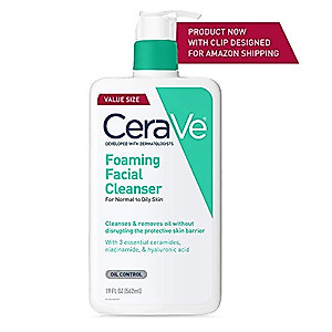 CeraVe Foaming Facial Cleanser | Daily Face Wash for Oily Skin with Hyaluronic Acid, Ceramides, and Niacinamide| Fragrance Free Paraben Free | 19 Fluid Ounce