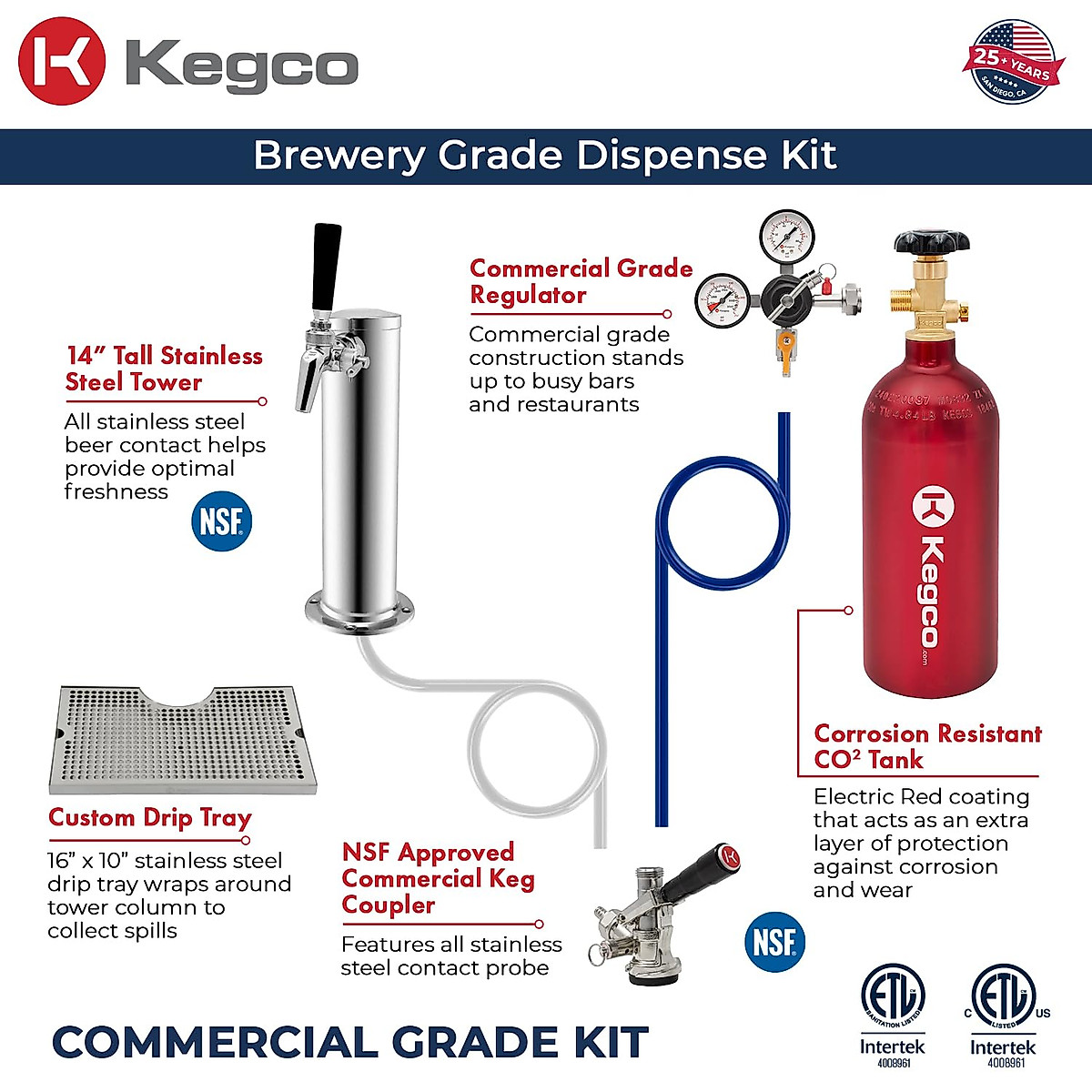 Kegco Kegerator 24" Wide Single Tap Stainless Steel Commercial Beer Dispenser HK38SSC-1