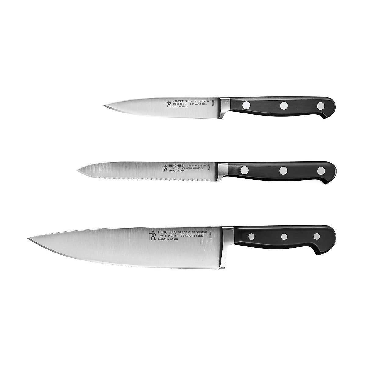 HENCKELS Classic Precision Razor-Sharp 3-Piece Kitchen Knife Set, Chef Knife, Paring Knife, Utility Knife, German Engineered Informed by 100+ Years of Mastery