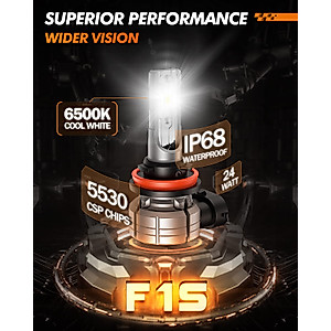 SEALIGHT H11 H8 LED Fog Light Bulb, 10000LM 24W Strong Penetration H8 H9 H16 H11 LED Fog Lights, 6500k Cool White 5530 CSP Chips, IP68 Waterproof Plug and Play, Pack of 2