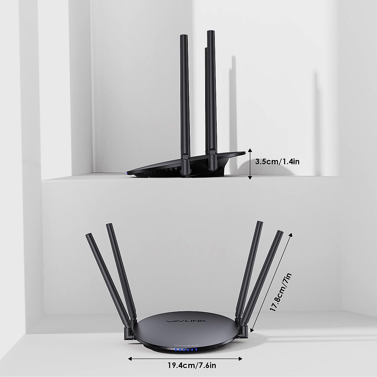 WAVLINK AC1200 WiFi Router Wireless Internet Router for Home, Dual Band Router 2.4GHz and 5GHz with 1000Mbps WAN/LAN Gigabit Ethernet Port, 4 x 5dBi Foldable Antennas, Supports Router Repeater AP Mode