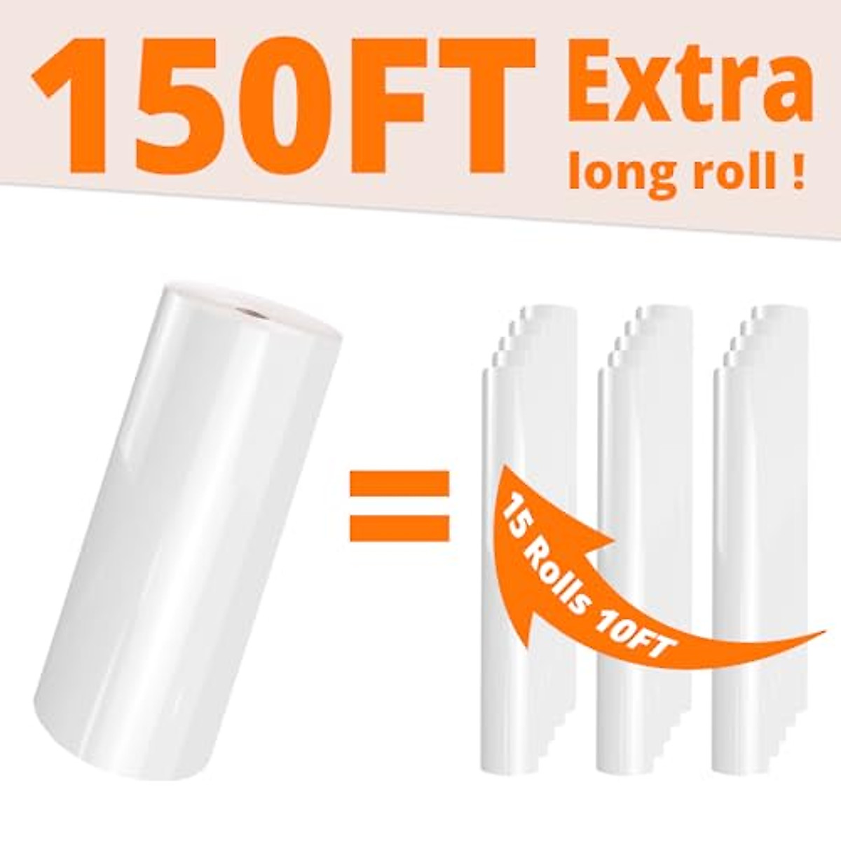 HTVRONT White HTV Heat Transfer Vinyl Rolls -12''x150ft Iron on Vinyl for T Shirts- White HTV Vinyl for Cricut & Cameo-HTV Vinyl Rolls Easy to Cut & Weed & Transfer (White)