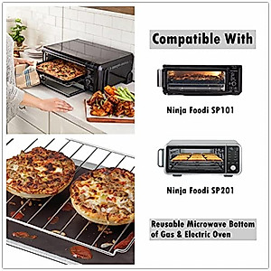 LIHMHSA 4 Pack Air Fryer Oven Liners, Nonstick Air Fryer Oven Mat Baking Mat Compatible with Ninja SP101 SP201 Foodi Air Fry Oven, Toaster Oven Reusable Microwave Bottom of Gas & Electric Oven