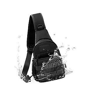 BraveHawk OUTDOORS Sling Chest Bag, 900D Nylon Tactical MOLLE Compact Crossbody Hiking Cycling Pack (Black)