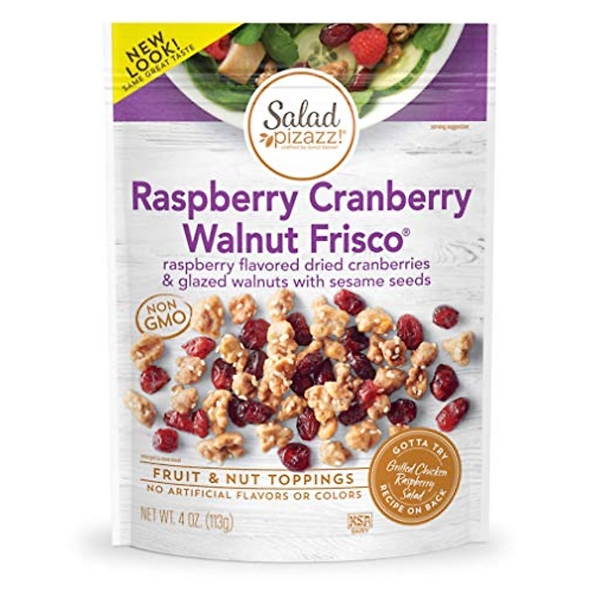 Salad Pizazz Salad Toppers, Raspberry Cranberry Walnut Frisco, 4 Oz (Pack Of 6), Non-GMO (Package may vary)