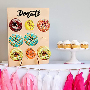 DODXIAOBEUL 2 Pcs Wood Donut Wall Display Stand Reusable Rustic Doughnut Board Holder Donut Party Supplies for Wedding Birthday Family Party festival Table Decor