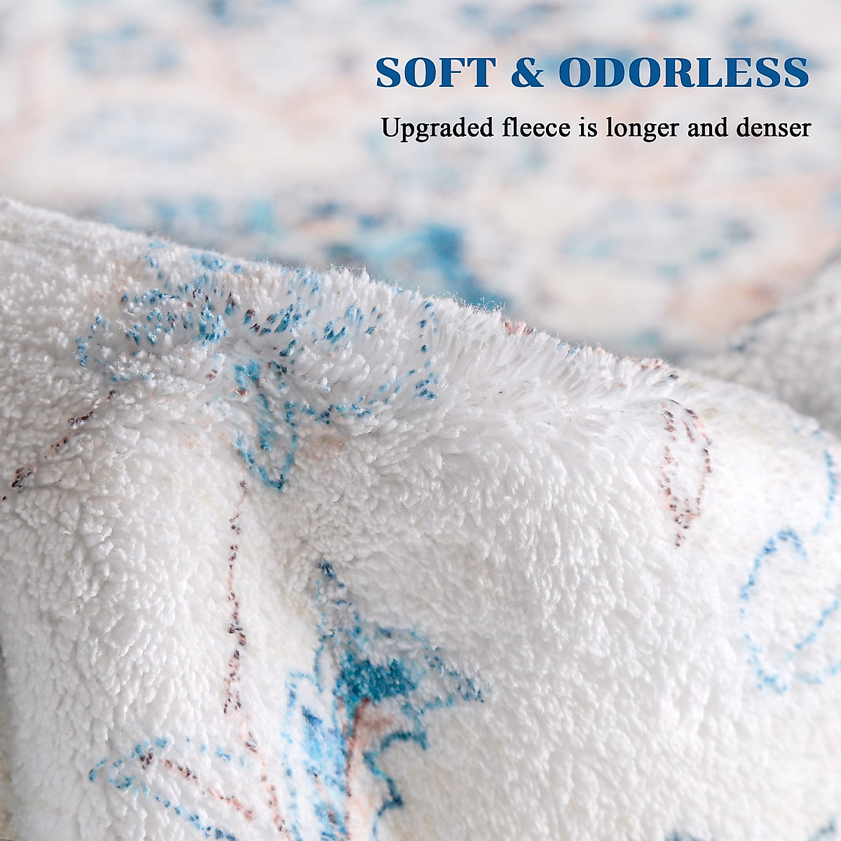 Mcadore 8x10 Area Rugs Washable Boho Rug, Non Slip Carpet for Living Room, Bedroom, Kitchen, Soft Low-Pile Rug, Lvory/Floral