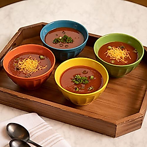 Bruntmor Porcelain 14 Ounce Bowl for Cereal, Soup, Rice, Desert, Ice Cream, Snack Server, Multicolor LEAD and CADIMUM FREE, Dishwasher & Oven Safe- Set Of 6