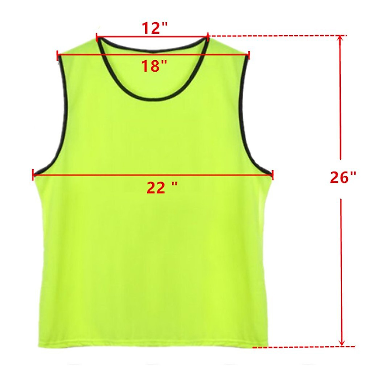 DreamHigh 12 Pack Soccer Team Sports Training Vest Adult Neon Green One size (L)