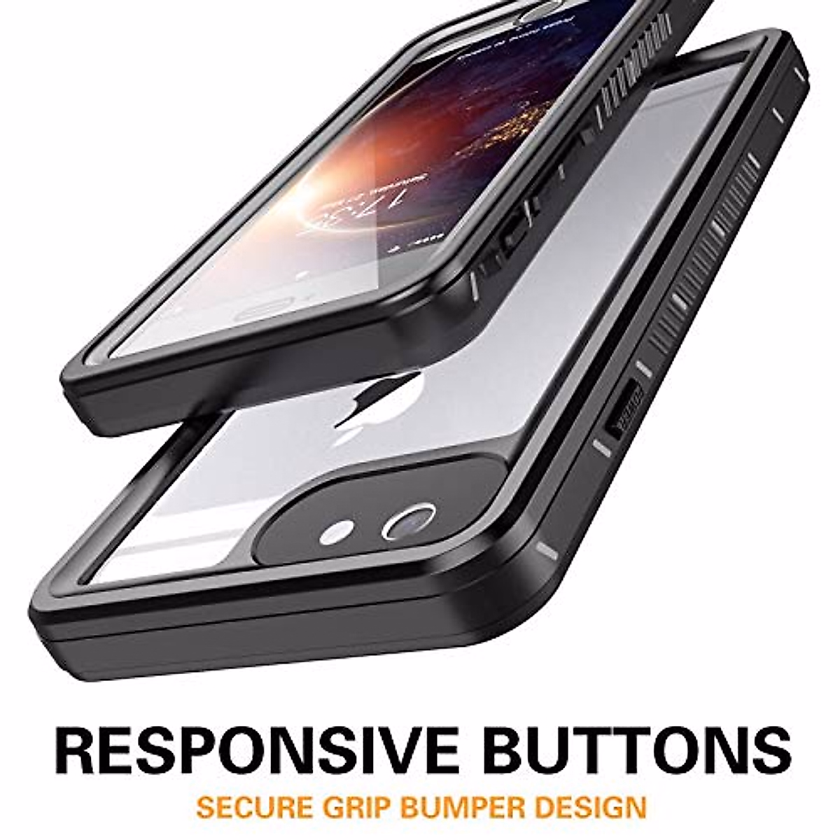 AMILIFECASES iPhone 6 Plus Waterproof Case iPhone 6s Plus Waterproof Case(5.5inch), Huakay IP68 Certified Shockproof Dirtproof Full Body Protection Waterproof for iPhone 6 Plus 6s Plus (Black/Clear)