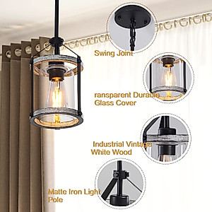 Farmhouse Glass Pendant Light Fixtures,Pendant Lights Kitchen Island,Adjustable Rustic Farmhouse Pendant Light for Foyer, Sink, Kitchen Island, Porch (1 Light)