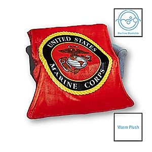 Jumbo Plush Throw Blanket with Military Seal Emblem - US Marines
