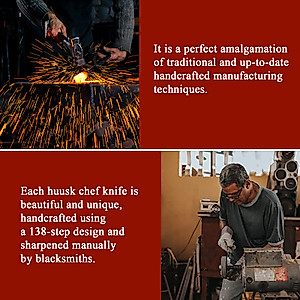 Huusk Chef Knives, Meat Cleaver Outdoor Cooking Knife with Sheath Camping Knives BBQ Knife set