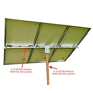 Solar Panel Array Top of Pole Ground Mount Bracket 4" Pipe Universal Bolt On