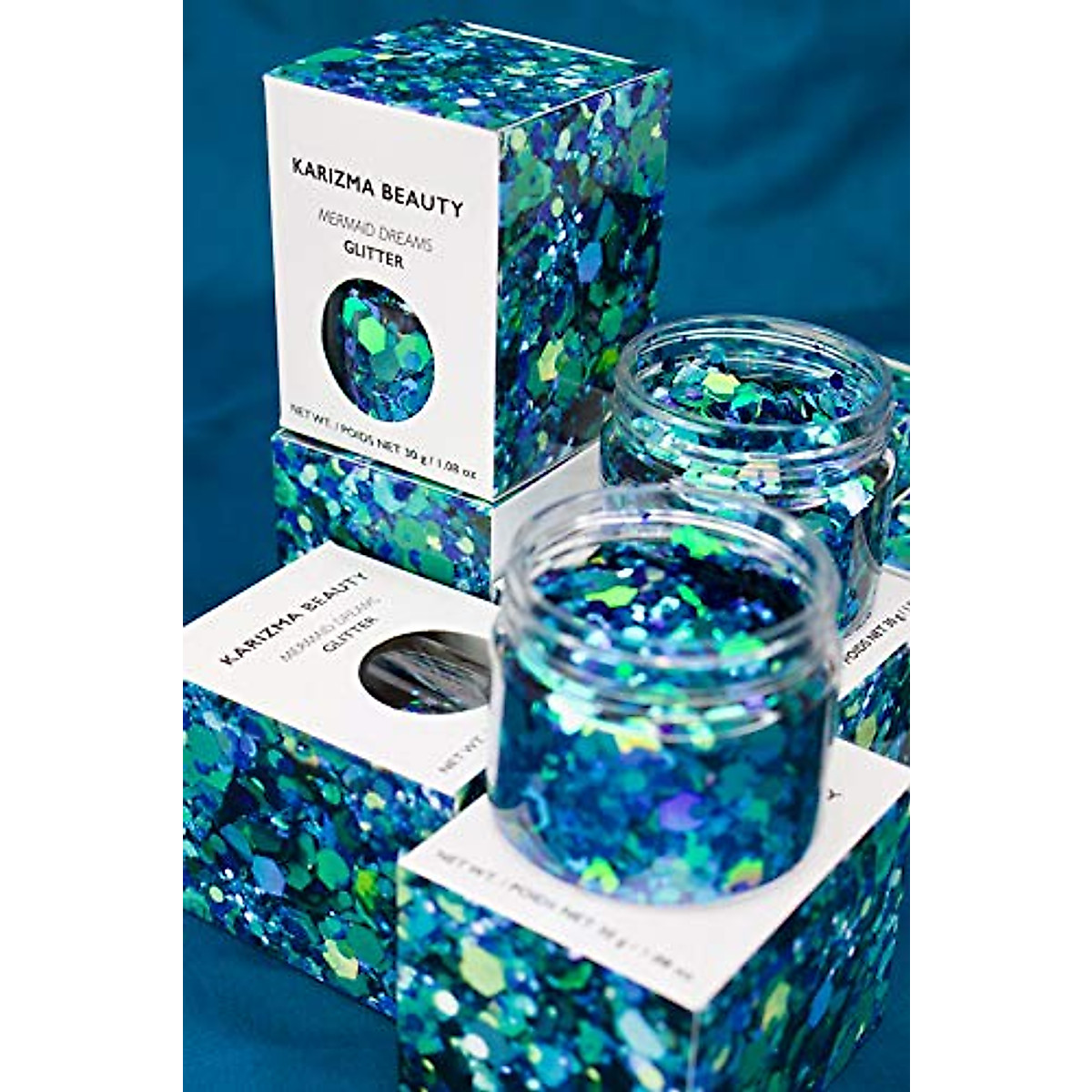 Mermaid Chunky Glitter ✮ Large 30g Jar KARIZMA Beauty ✮ Festival Glitter Cosmetic Face Body Hair Nails