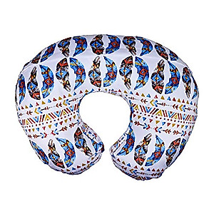 Minky Nursing Pillow Slipcover, Watercolor Feathers & Arrows Colorful Design, Infant Breastfeeding Soft Pillow Cover, Great for Baby Shower for Any Mom to Be