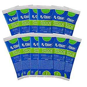 Rx Clear Super Shock for Swimming Pools | Chlorinator and Algaecide | 68% Calcium Hypochlorite Shock | Kill Pool Algae for a Crystal Clear Pool | One Pound Bags | 12 Pack