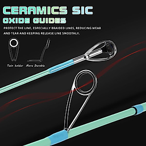 HAUT TON Macaroon-DX Spinning Rods,24Ton 6'10"IM6 Graphite Carbon Fiber Fishing Rods,Twin-Tip,MediumLight Rodpower,Matcha/GR&Blueberry Fishing Pole