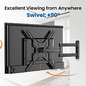 TV Wall Mount for Most 14-60 Inch TVs, Full Motion TV Mount with Perfect Center Design, Extension Tilt Swivel TV Mount Articulating Mount Max 400x400mm with Magnetic Remote Control Holder 2pcs