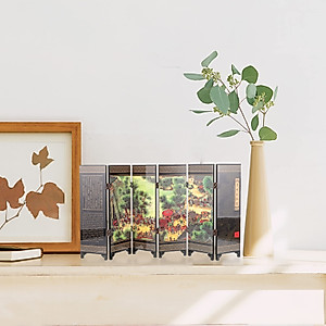 LIFKOME Decorative Screen Ornaments Ornamental Screen Model Chinese Wall Divider Folding Screen Ornament Screen Room Dividers Fold down Shelf Chinese Panel Screen Wooden China Desk