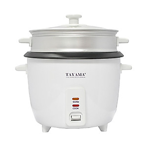 Tayama RC-8 Rice Cooker with 8 Cup Steam Tray, White