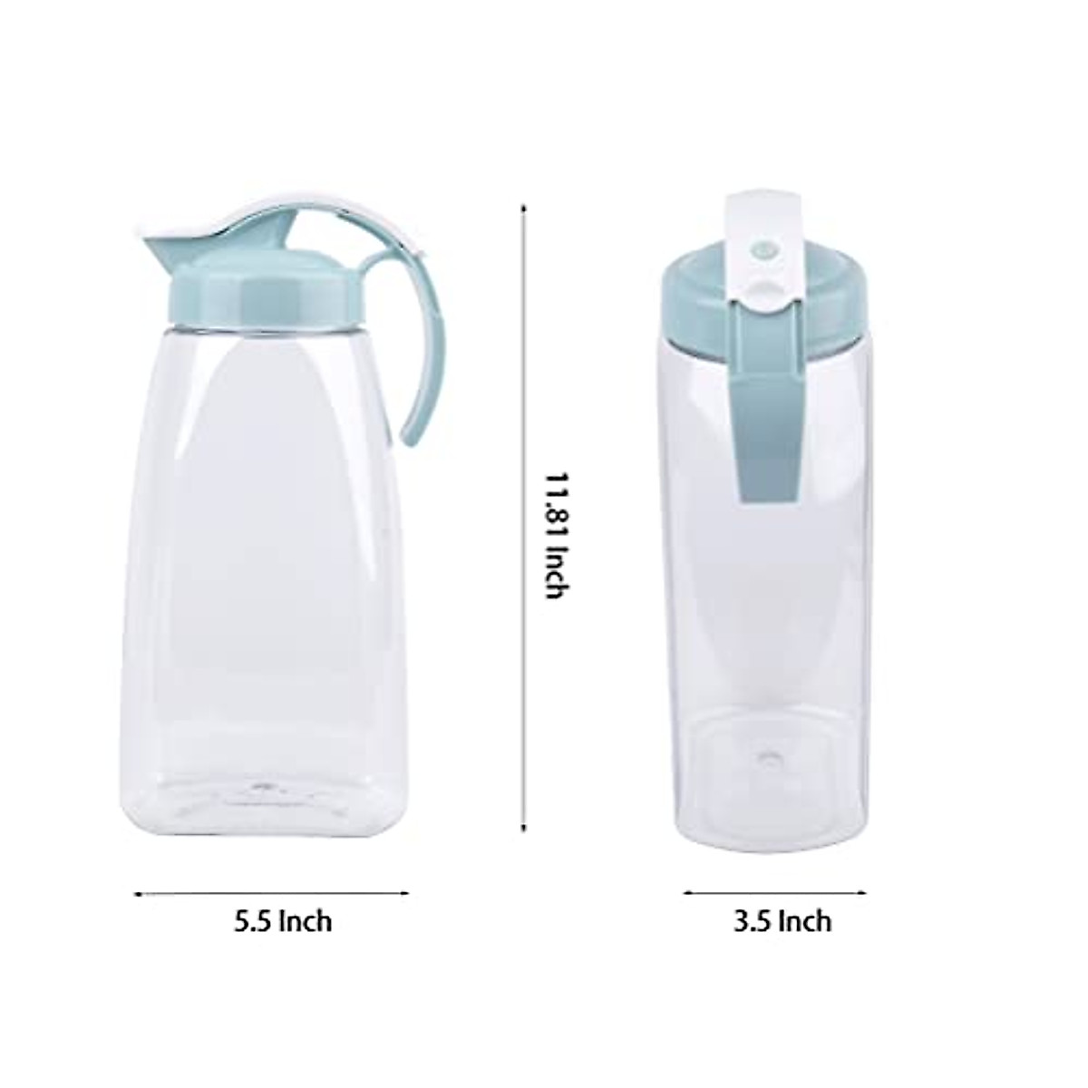 Frcctre 2 Pack Plastic Water Pitcher with Lid, 74 Oz Clear Airtight Beverage Pitcher Juice Container Water Carafe Fridge Jug for Juice, Coffee, Iced Tea, Lemonade, Heat Resistant & Shatter-proof