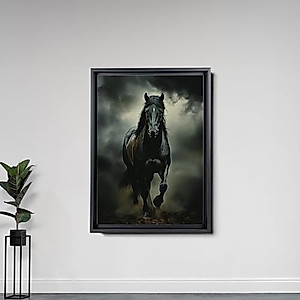 Majestic Black Stallion Galloping In The Clouds, Black Horse On Salt Flats, Canvas Print, Black Horse Print, Black Horse Wall Art, Canvas Prints, Art Print