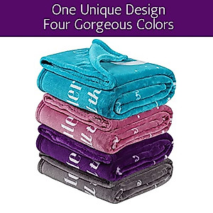 FILO ESTILO Daughter Birthday Gift from Mom, Dad or Both Parents, Daughter Blanket Filled with Words of Encouragement, Daughter Gifts from Mother or Father, Throw 60x50 Inches (Purple)