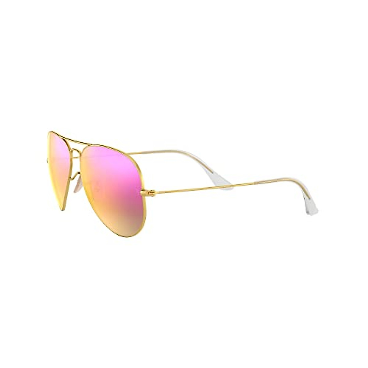 Ray-Ban RB3025 Classic Aviator Sunglasses, Matte Gold/Green Mirrored Fuchsia, 58 mm
