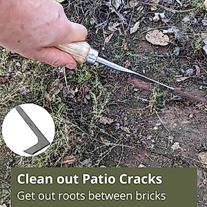 Weed Puller and Patio Paver Weeding Tool Set - Two Classic, Heavy Duty, Stainless Steel Weeding Tools with Beautiful Wooden Handles - by Truly Garden