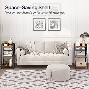 HOOBRO 3-Tier Ladder Shelf, Floor Standing Bookshelf, Storage Shelf with Drawer, Bookcase, Corner Bookshelf, Space Saver, for Bathroom, Living Room, Study, Office, Rustic Brown and Black BF09CJ01