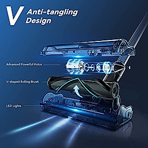 INSE Cordless Vacuum Cleaner, Stick Vacuum with 30Kpa 450W Powerful Suction, Rechargeable Battery Vacuum Up to 60mins Runtime, 6-in-1 Lightweight Vacuum with LED Display for Hard Floor Carpet Pet Hair