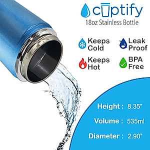 Personalized Kids Water Bottle with Straw Lid on Baby Blue Glitter for School Engraved Custom Children Name 18 oz Modern Insulated