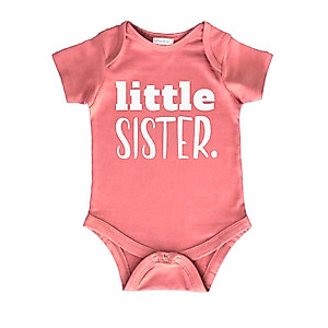 Unordinary Toddler little sister newborn outfit baby coming home bodysuit girl rompers gift clothes (White on Mauve, 0-3 Months)