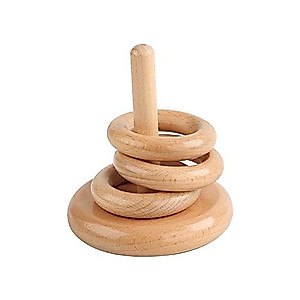 Tiger Montessori Toys for Infants Discs on Vertical Dowel 3 Montessori Grasping Toy for Babies