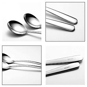 Soup Spoons 6-Pack 18/10 Stainless Steel Large and Heavy Duty Round Spoons Elegance Series 7 Inch Long 1.9 Ounces Weight by IRONX