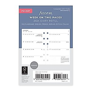 Filofax Pocket Minimal week on two pages 2024 diary