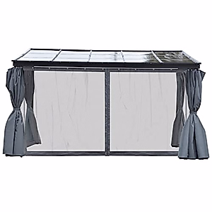 UXZDX 13' X 9.5' X 8' Hardtop Gazebo with Netted Curtain, Outdoor Porch Patio Gazebo, Durable Aluminum Frame for Garden