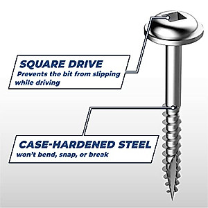 Kreg SML-F150-500 Zinc Pocket-Hole Screws 1 1/2 Inch, 7 Fine Thread Maxi-Loc Head (500 Count)