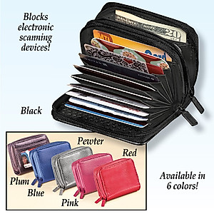 Collections Etc RFID Buxton Scan Proof Compact Leather-Look Wallet Purse, Plum, Onesize