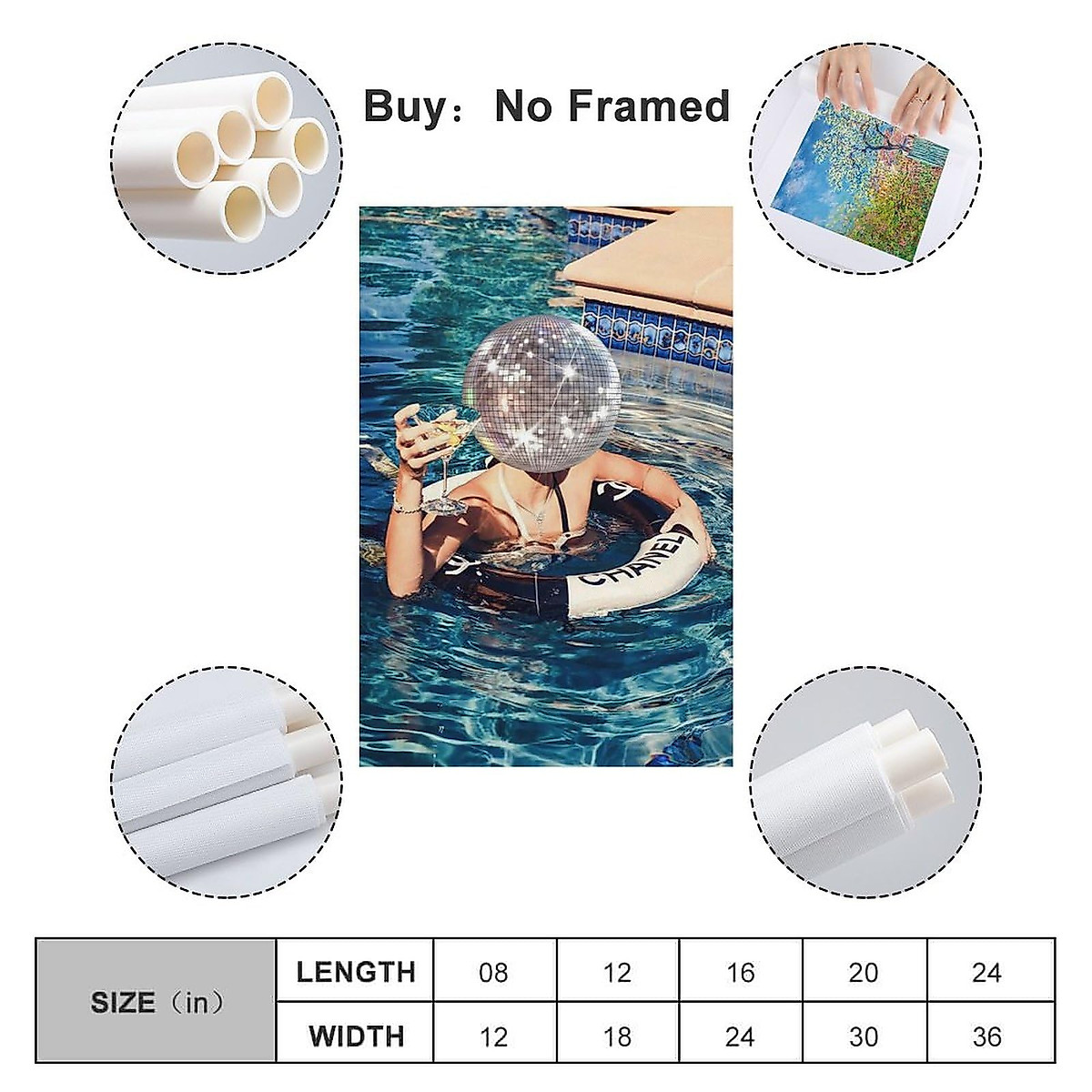 Posters For Room Funky Wall Decor Cocktail Wall Art Summer Pool Party Unique Decoration Blue Funny B Poster Art Decor Painting Aesthetic Wall Art Canvas for Bedroom Decor 12x18inch(30x45cm) Style