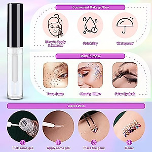 4320pcs Face Gems for Makeup with Glue, 2-5mm Colorful Beads & 2.4-6mm Round Glass Crystal AB & Clear Gems & 4 Colors Cosmetic Chunky Glitter with Dotting Tools, Eye Jewels for Body Make-up, Nail Art