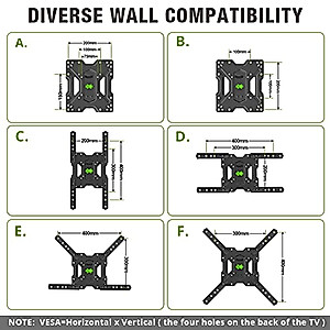 USX MOUNT Full Motion TV Mount, Swivel Articulating Tilt TV Wall Mount for 26-55" LED, OLED, 4K TVs, TV Bracket Wall Mount with VESA 400x400mm Up to 60lbs, Perfect Center Design -XMM006-1